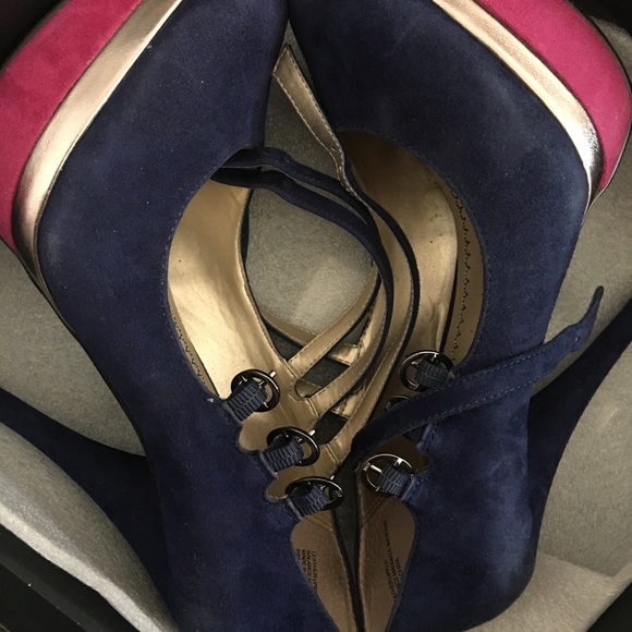 Platinum BP by Nordstrom | Shoes | Tri Color Velvet Blue Silver Pink ...